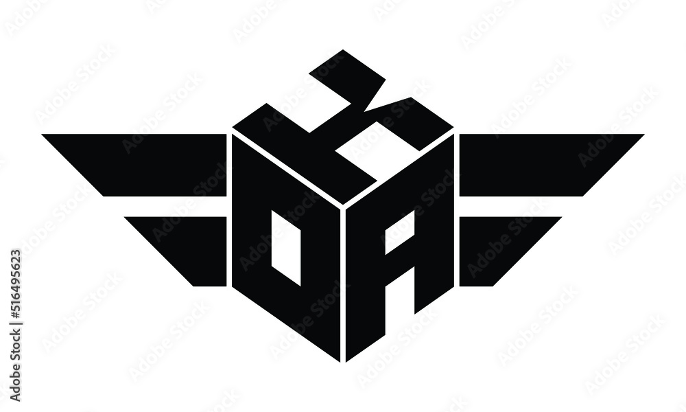 KOA three letter gaming logo in polygon cube shape logo design vector ...