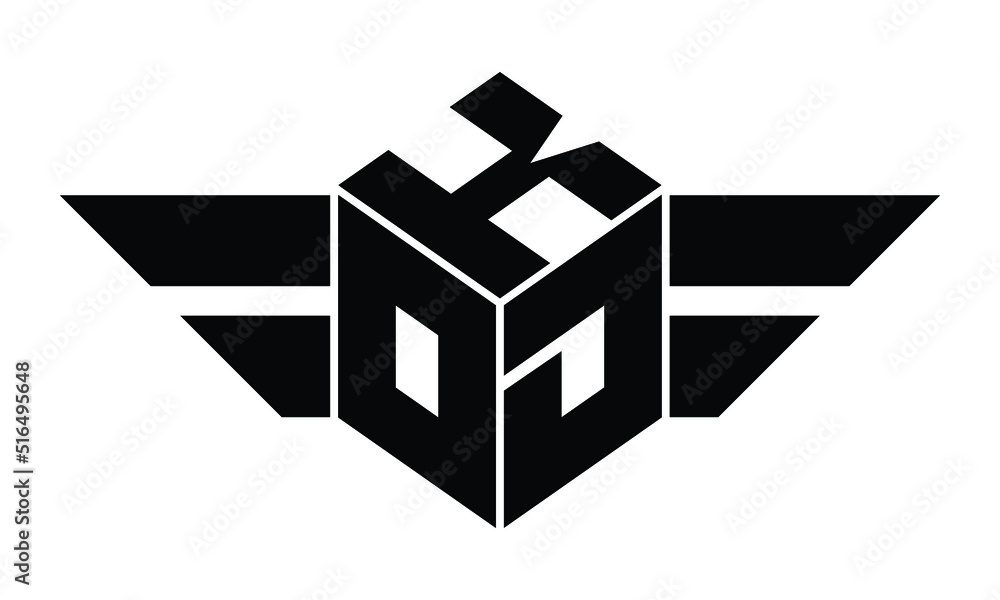 KOD three letter gaming logo in polygon cube shape logo design vector ...