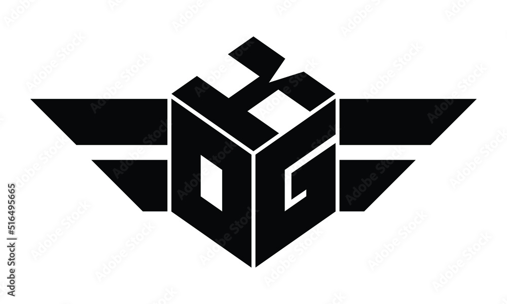 KOG three letter gaming logo in polygon cube shape logo design vector ...