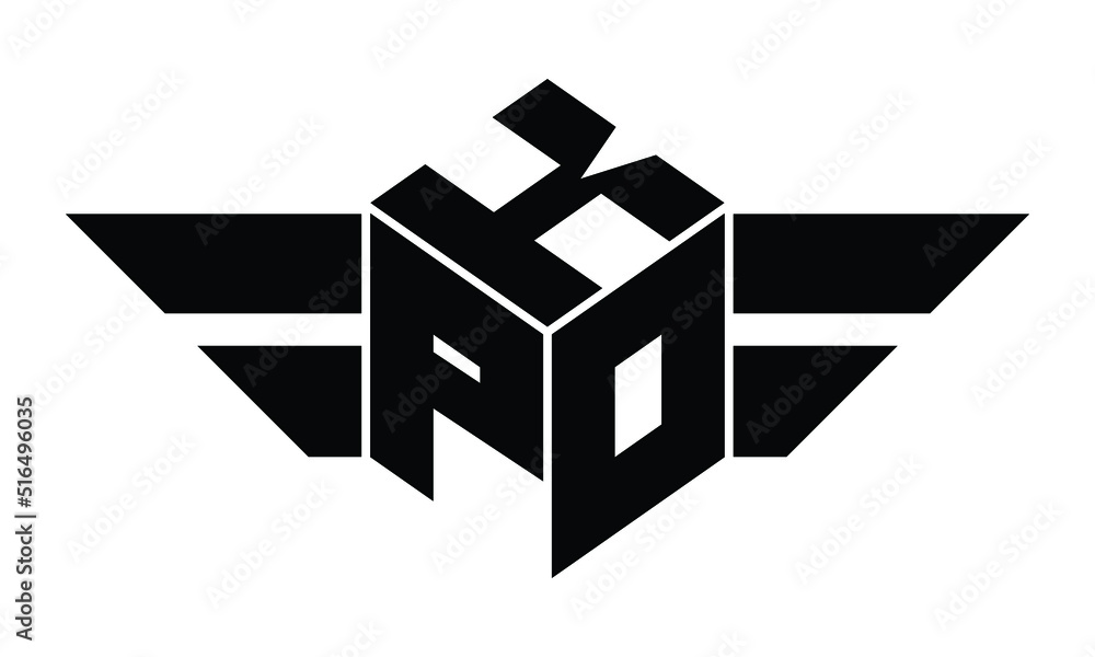 KPO three letter gaming logo in polygon cube shape logo design vector template. wordmark logo ...