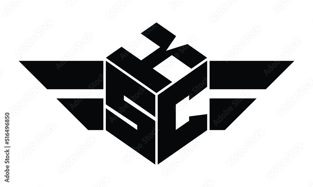 KSC three letter gaming logo in polygon cube shape logo design vector ...