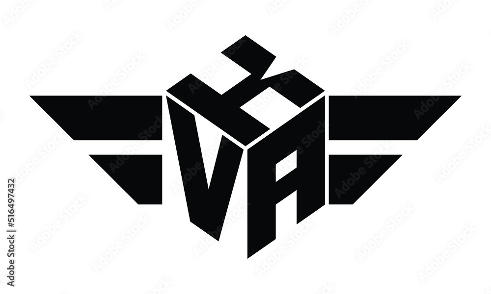 KVA three letter gaming logo in polygon cube shape logo design vector ...