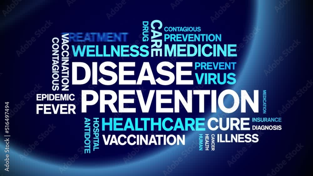 Disease Prevention animated tag word cloud;text design animation ...