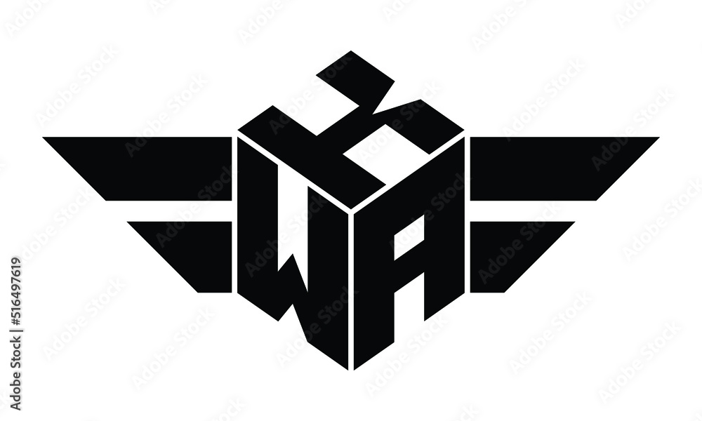 KWA three letter gaming logo in polygon cube shape logo design vector ...