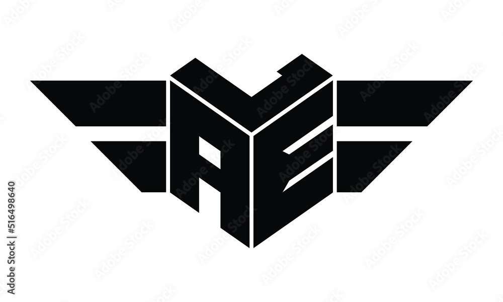 LAE three letter gaming logo in polygon cube shape logo design vector ...