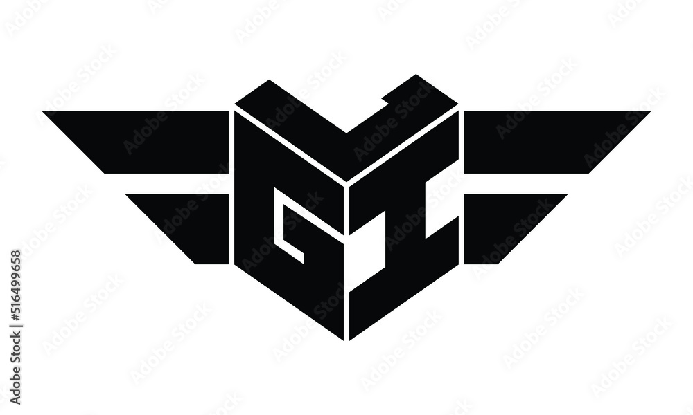 LGI three letter gaming logo in polygon cube shape logo design vector ...