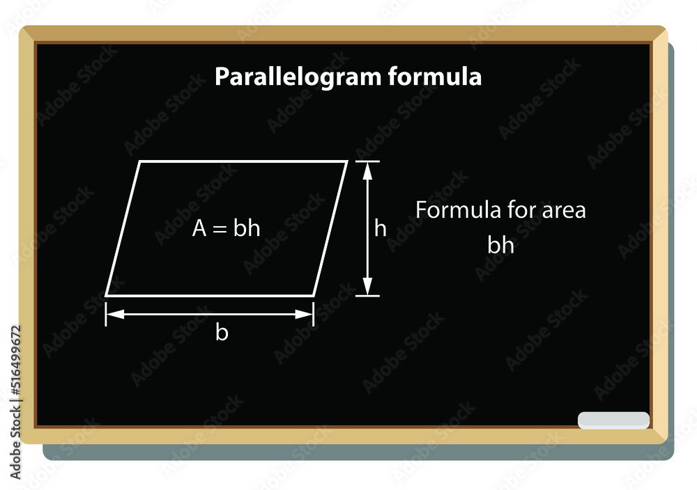 Parallelogram formula, Vector Education. Geometric figures on black ...