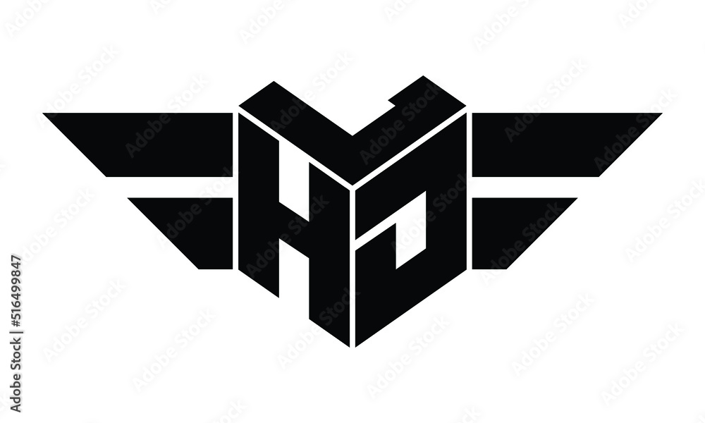 LHD three letter gaming logo in polygon cube shape logo design vector ...