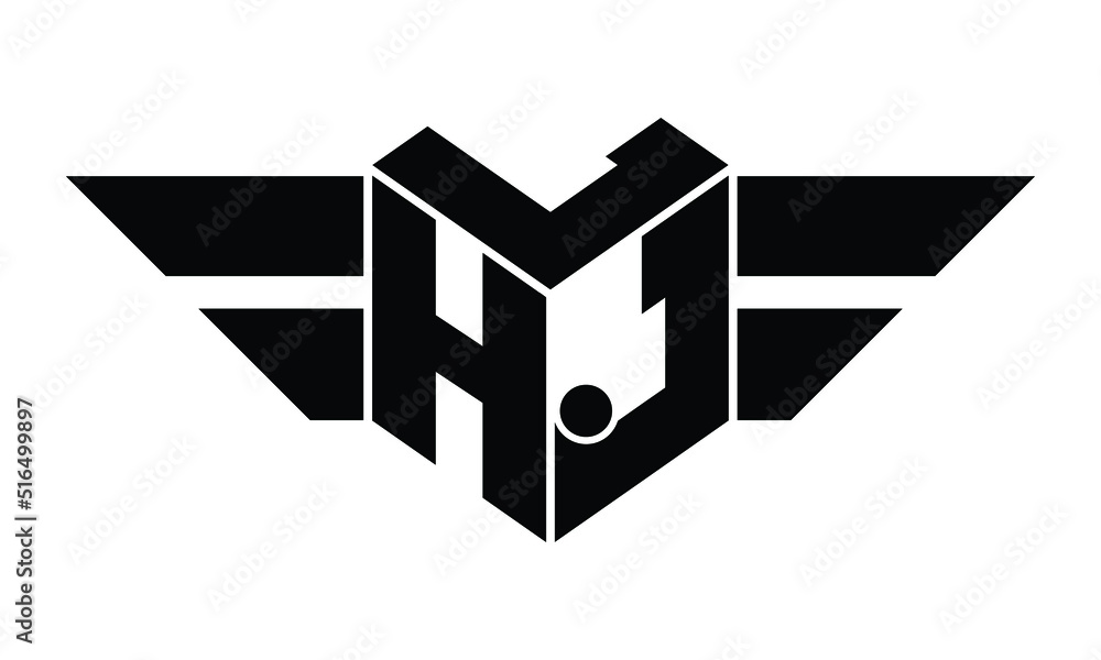 LHJ three letter gaming logo in polygon cube shape logo design vector ...