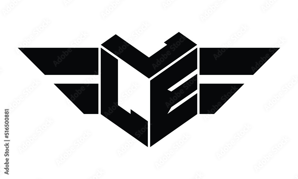 LLE three letter gaming logo in polygon cube shape logo design vector ...