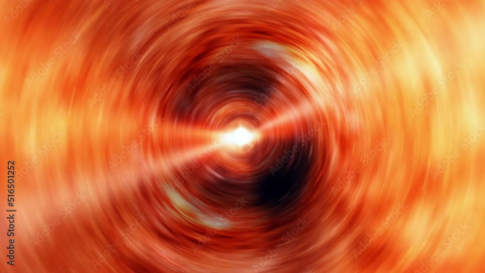 Abstract radial glow orange vortex tunnel with center optical flare ...
