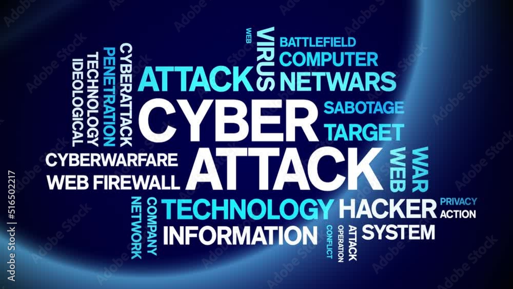 Cyber Attack animated tag word cloud;text design animation kinetic ...
