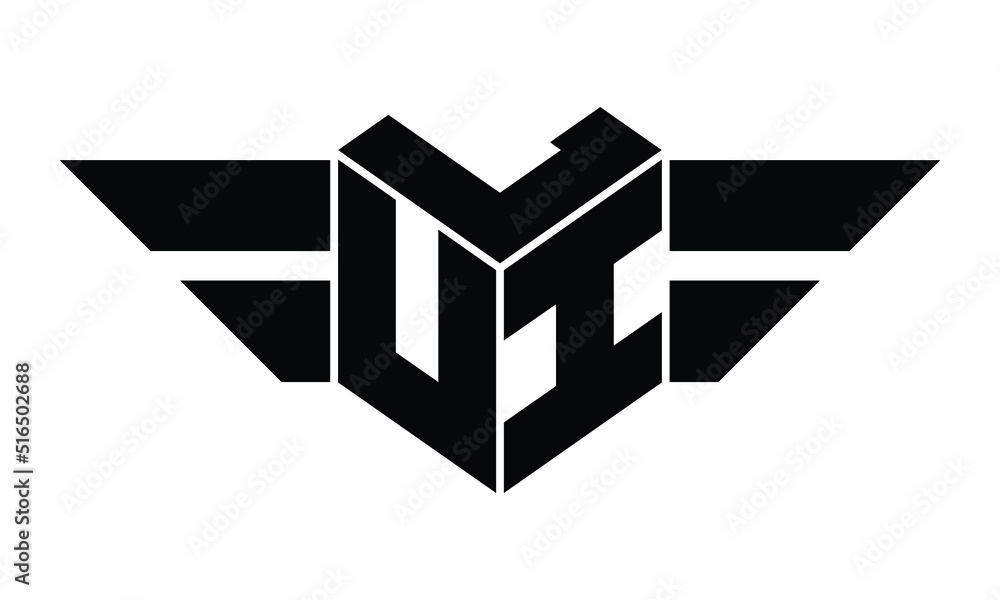 LUI three letter gaming logo in polygon cube shape logo design vector ...