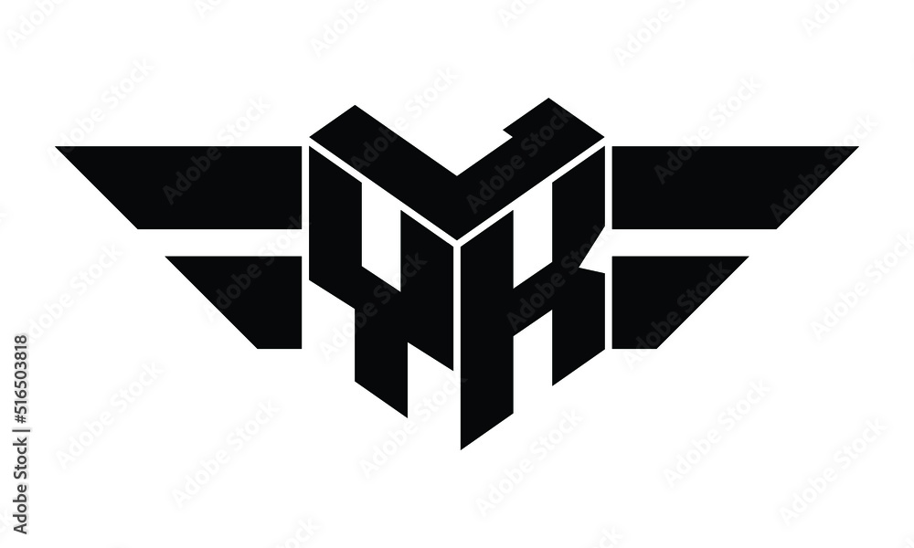 LYK three letter gaming logo in polygon cube shape logo design vector ...