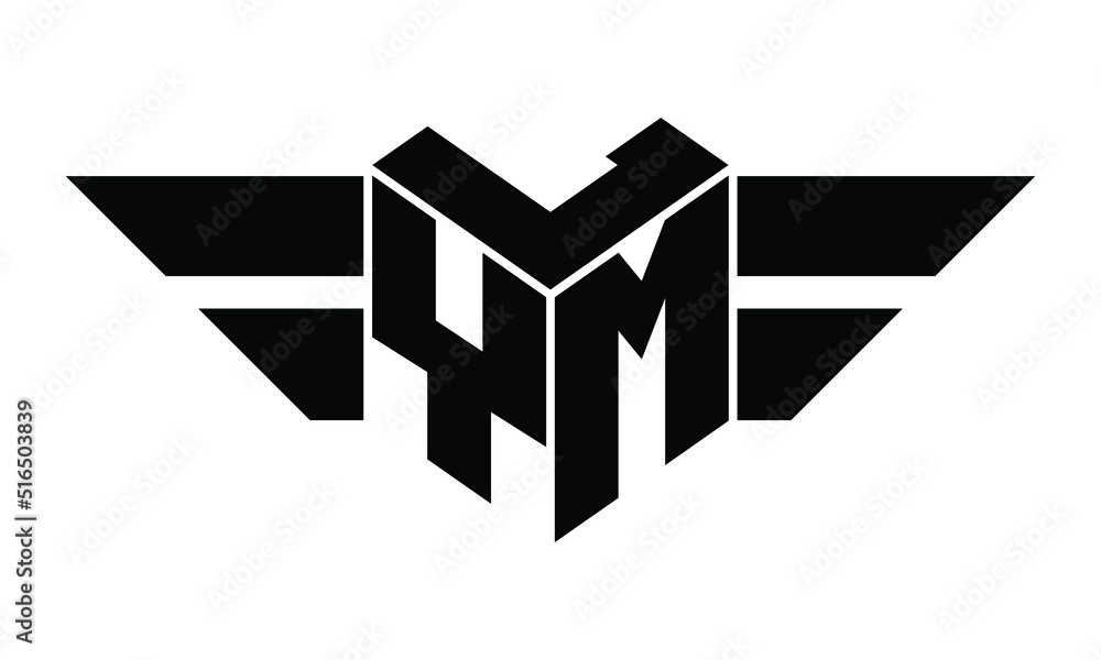 LYM three letter gaming logo in polygon cube shape logo design vector ...