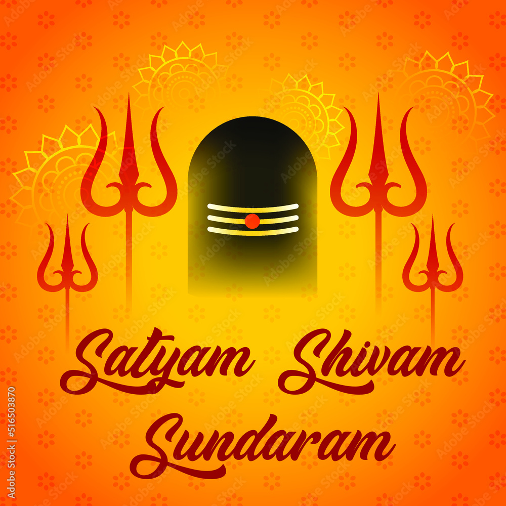 Happy maha Shivratri with trisulam, damruh and lord shiva silhoutee a ...