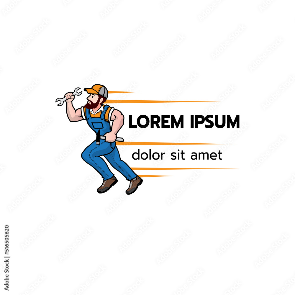 Mechanic Logo Character Vector Illustration Stock Vector | Adobe Stock