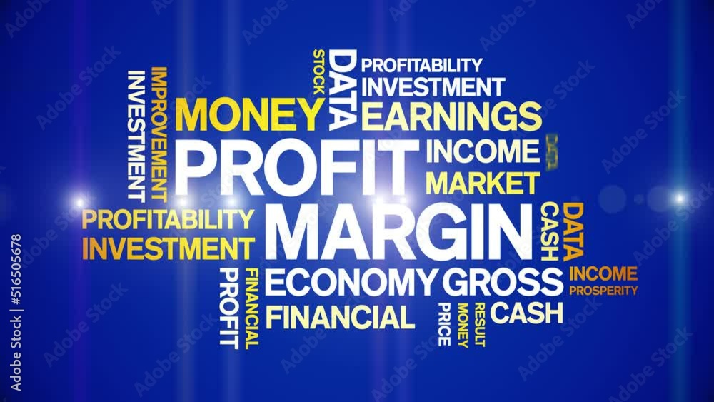 Profit Margin animated tag word cloud;text design animation kinetic ...