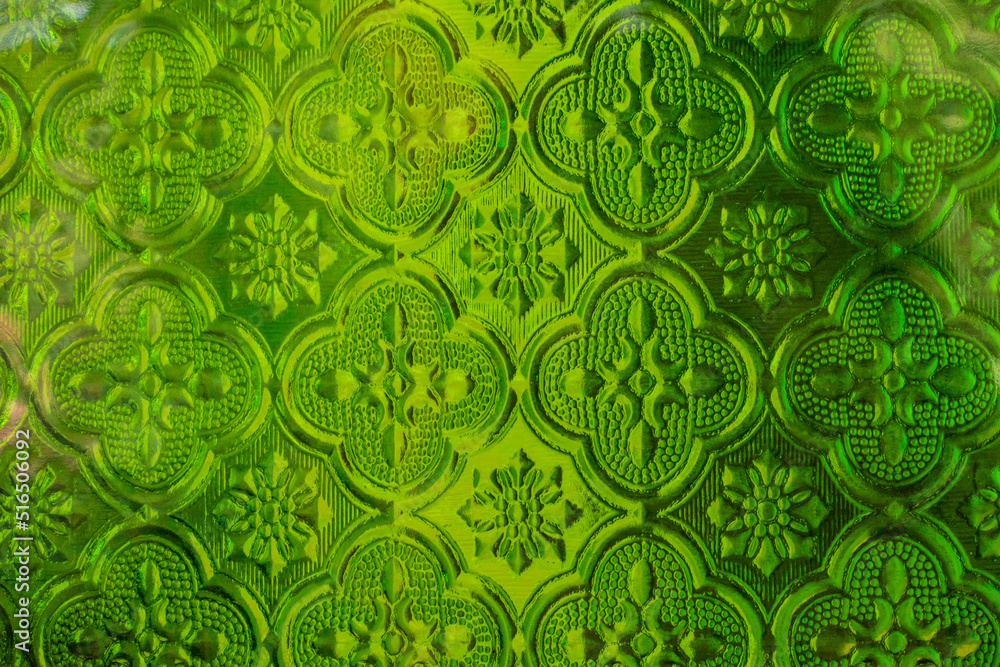 Foto de Vitral patrón de vidrio texturizado verde en una ventana do ...