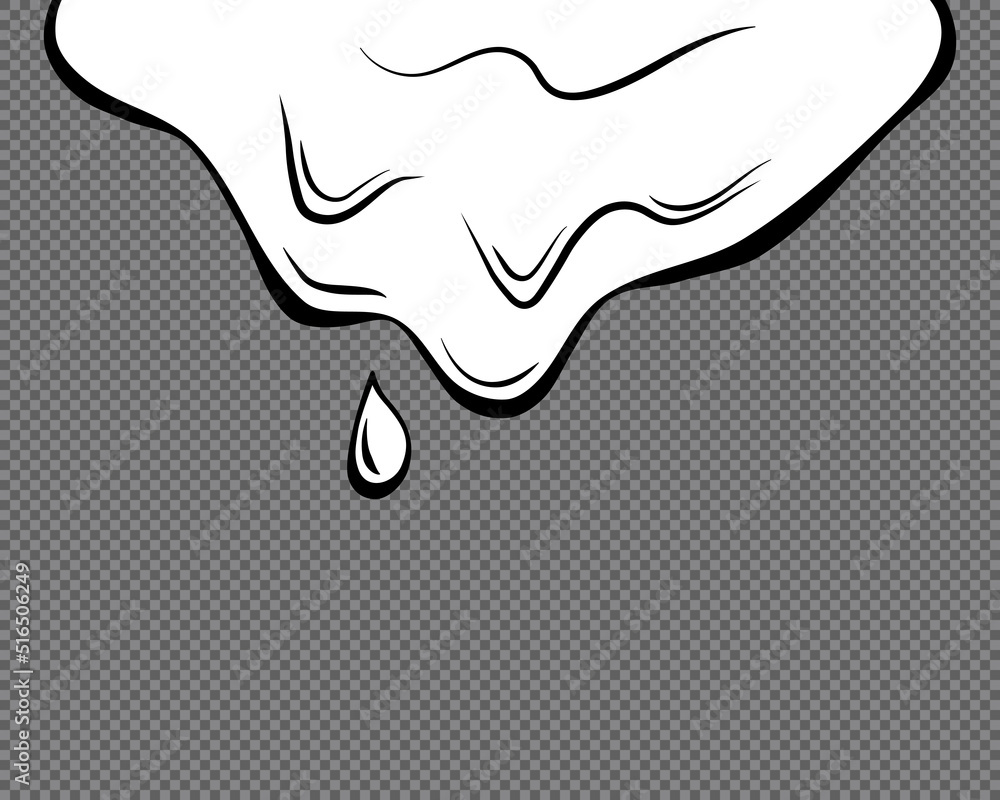 Dripping liquid outline on a transparent background. Contoured black ...