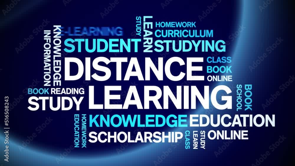 Distance Learning animated tag word cloud;text design animation kinetic ...