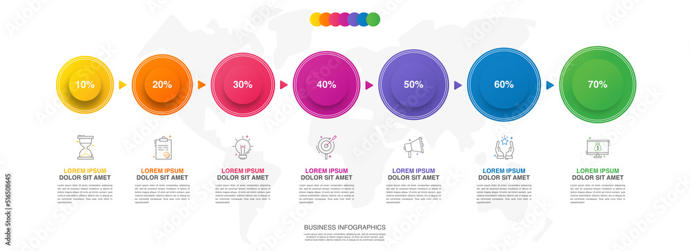 Fototapeta mapa świata dla dzieci Modern and simple flat vector illustration. Infographic ...