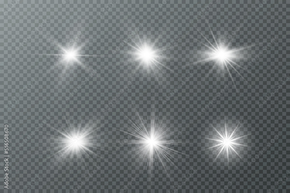 Glow effect. Star on transparent background.Bright sun. Vector ...