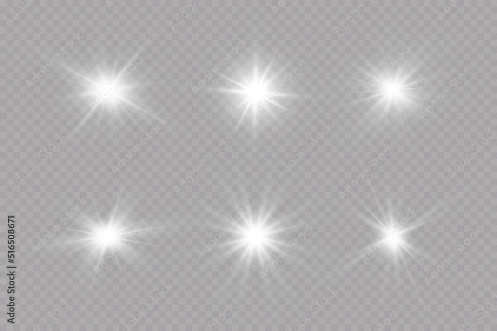 Glow effect. Star on transparent background.Bright sun. Vector ...