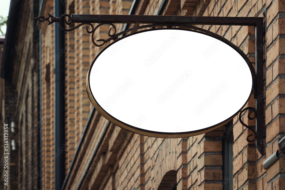 Mock up. Empty white signage of shop, store, restaurant, office on ...