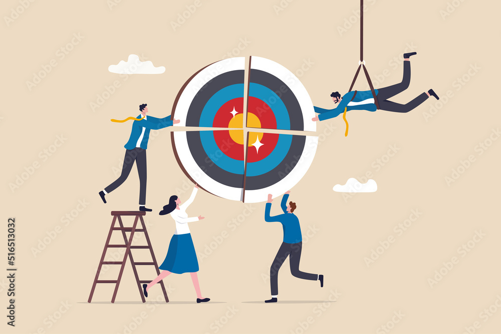 Vecteur Stock Team target to success together, teamwork or challenge to ...