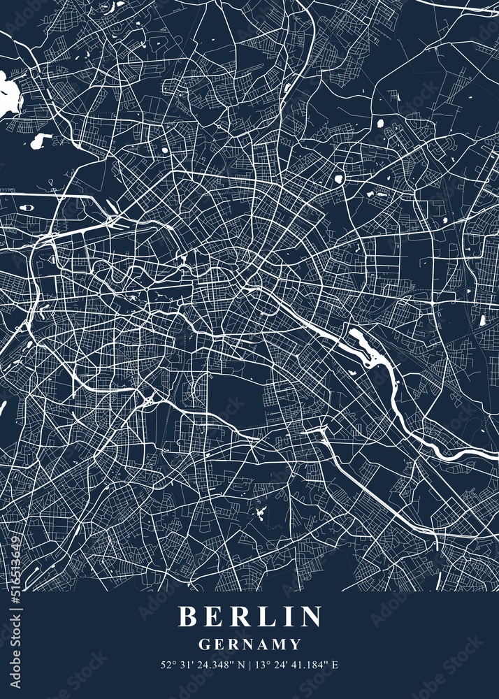 Berlin - Germany Blueprint Plane Map Stock Illustration | Adobe Stock