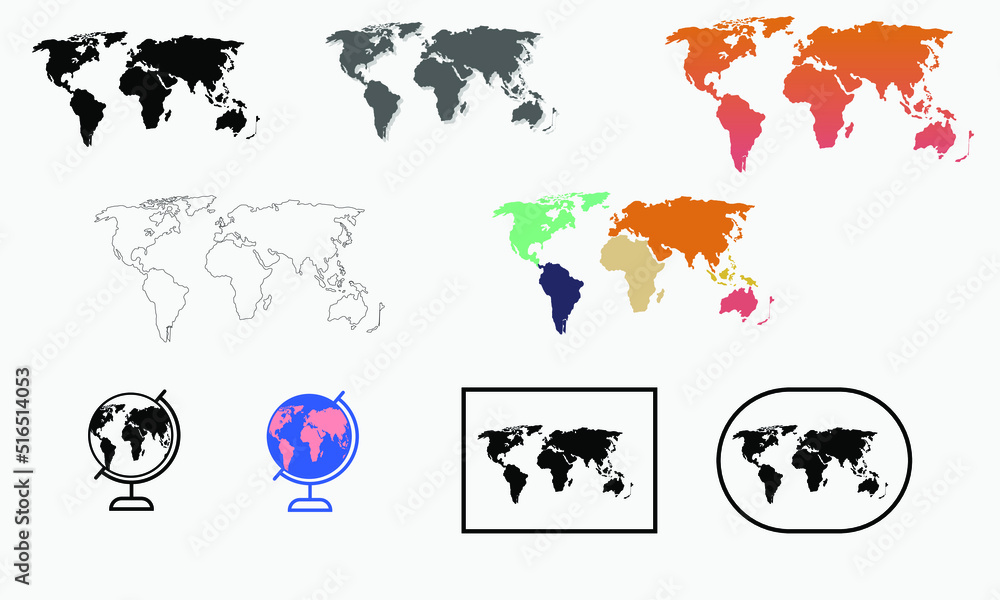 Word maps icon template with logo power point banner leaflet ...