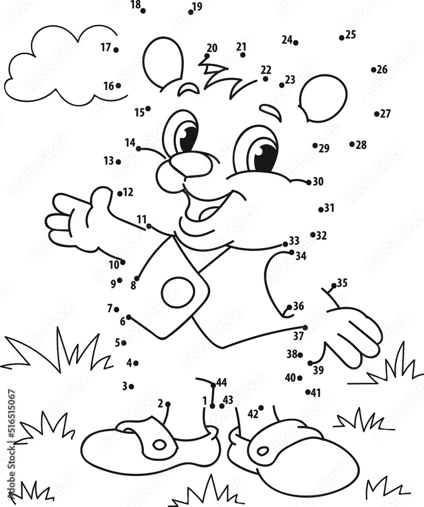 Connect the dots. Bear. Coloring page outline of the cartoon numbers ...