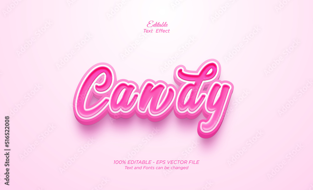 Editable candy text effects and 3d font styles. Stock Vector | Adobe Stock