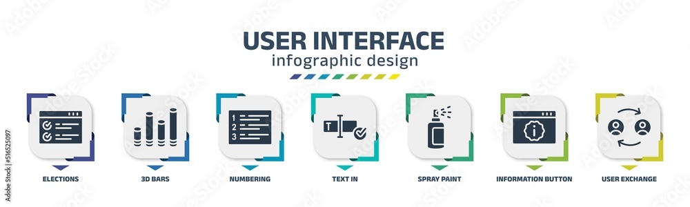 user interface infographic design template with elections, 3d bars ...