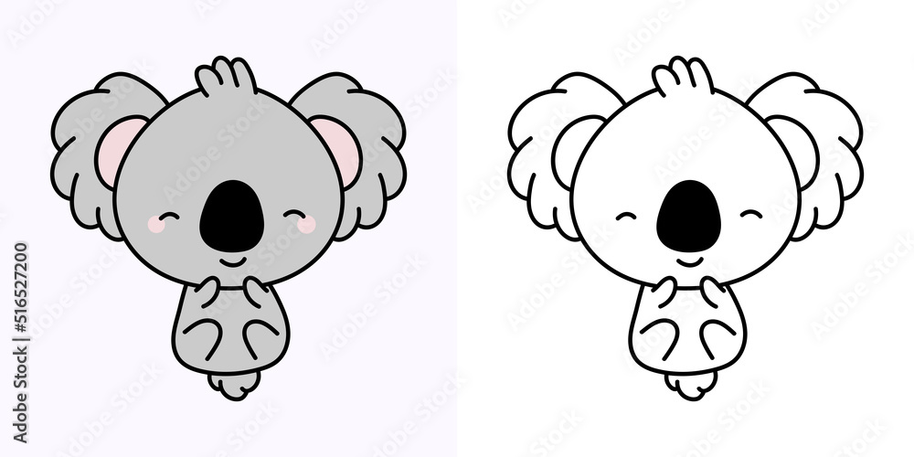 Cute Koala Clipart for Coloring Page and Illustration. Happy Clip Art ...