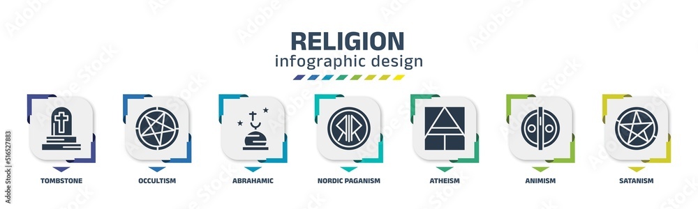 religion infographic design template with tombstone, occultism ...