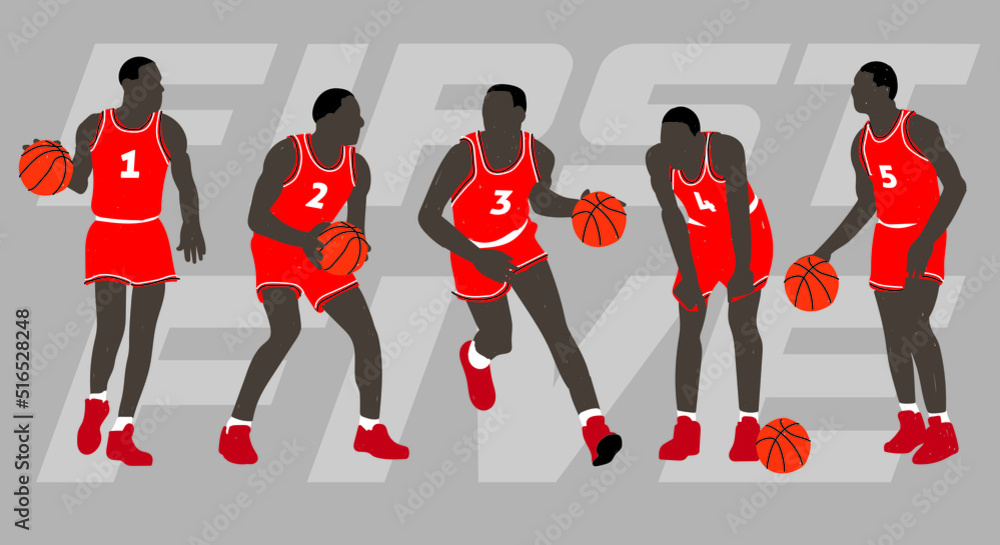 Basketball player shape silhouette vector set action pose Stock Vector ...
