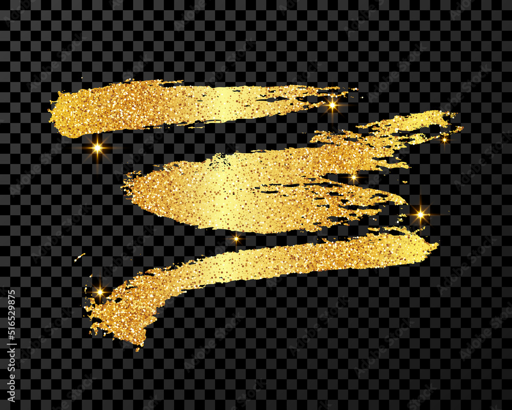 Gold glitter brush stroke on transparent background Stock Vector ...