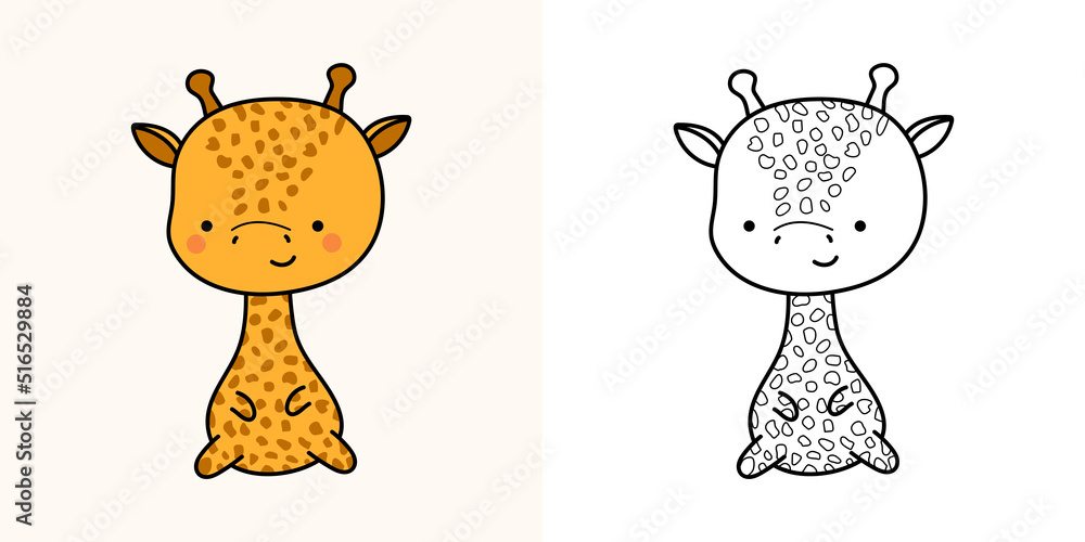 Cute Clipart Giraffe Illustration and For Coloring Page. Cartoon Clip ...