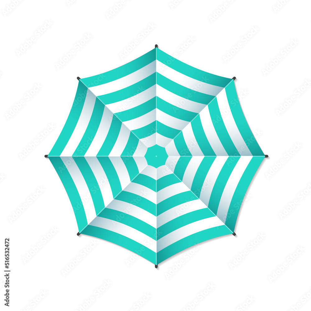 Beach umbrella. Parasol for sand beach, sun, summer and pool top view ...