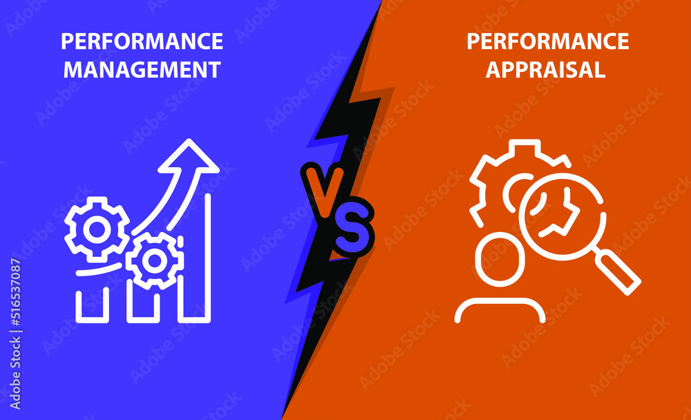 Performance appraisal vs performance management, vector Stock Vector ... Performance appraisal vs performance management, vector Stock Vector ...