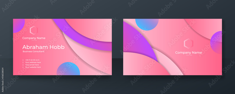 Modern pink business card design template Stock Vector | Adobe Stock