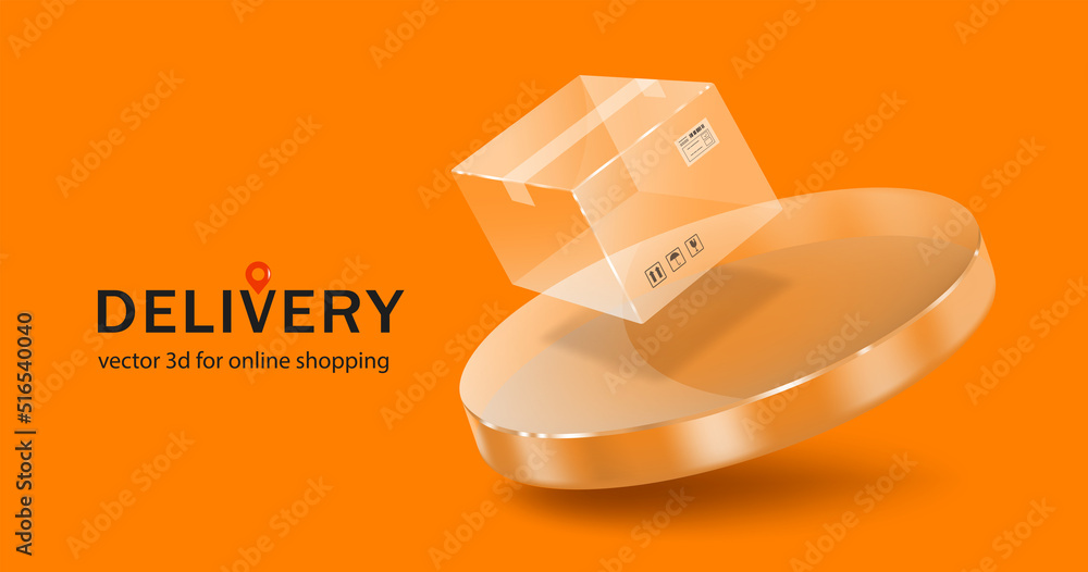 transparent glass parcel box and spherical transparent glass podium ...