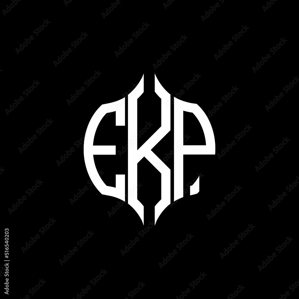 EKP letter logo. EKP best black background vector image. EKP Monogram ...