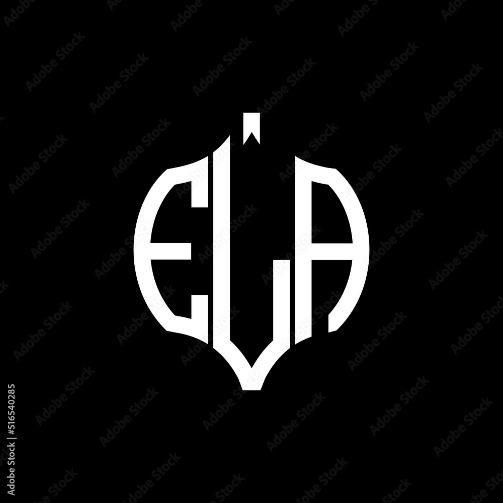 ELA letter logo. ELA best black background vector image. ELA Monogram ...