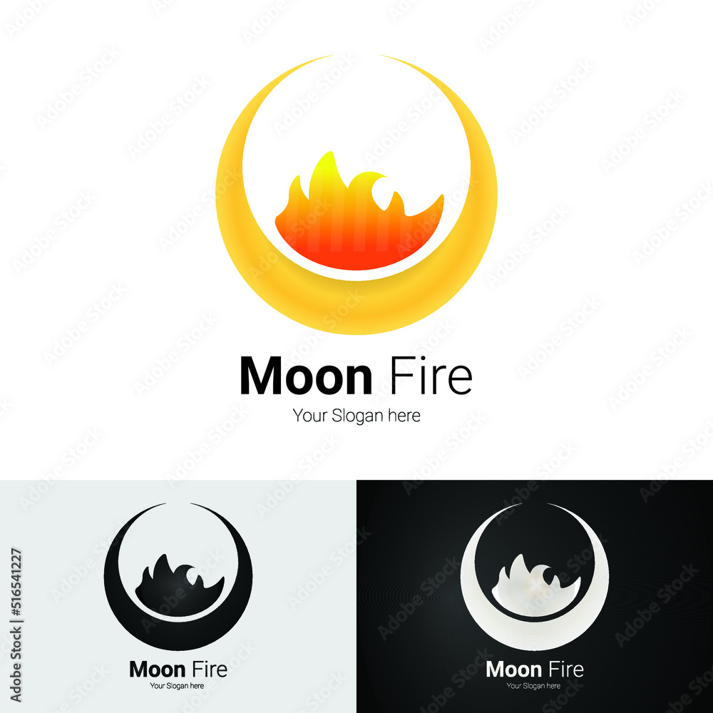 Moon Fire Logo Style Combination Moon and Fire, firefigther logo ...