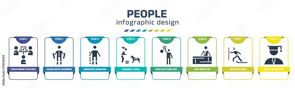 people infographic design template with team work success, judge with ...