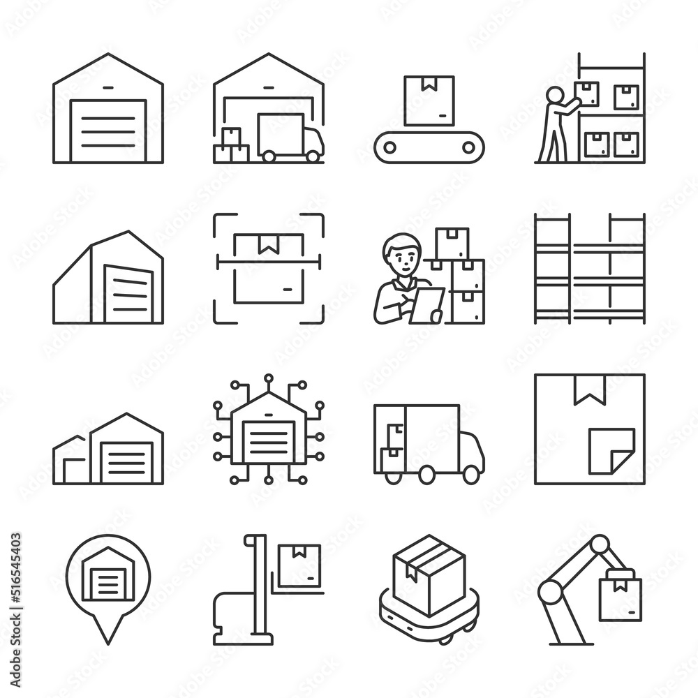 Logistics Warehouse Icons Set Safe Storage And Movement Of Cargo And logistics-warehouse-icons-set-safe-storage-and-movement-of-cargo-and