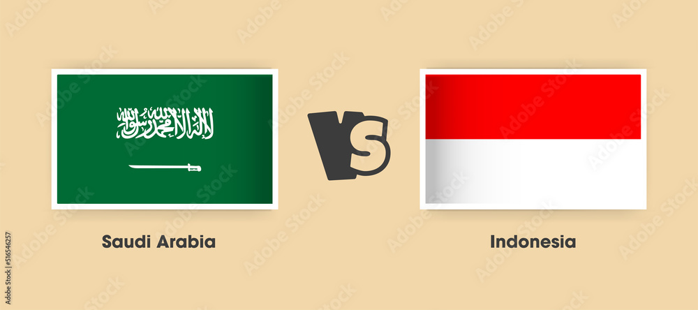 Saudi Arabia vs Indonesia flags placed side by side. Creative stylish ...